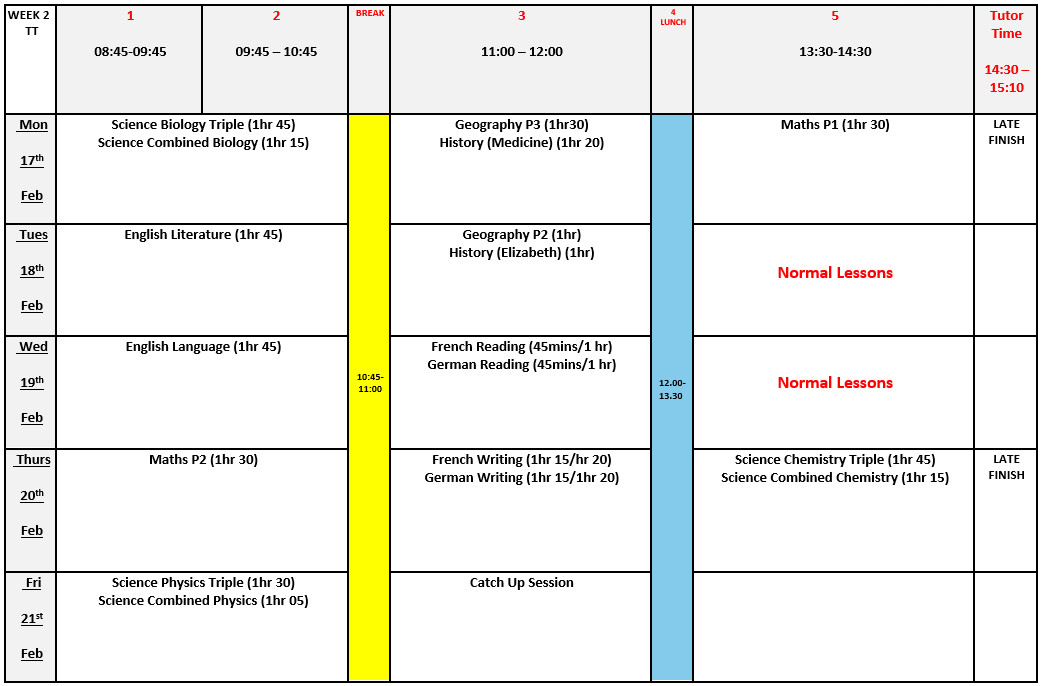 Year 11 EBacc Exam Week (from 17th Feb.) >>> - Announcements - Oxclose ...